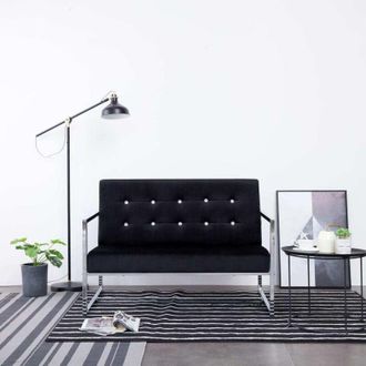 vidaXL 2-Sitzer-Sofa mit Armlehnen Schwarz Chrom und Samt Vidaxl