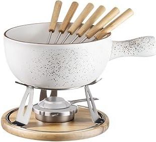 M&auml;ser Serie Pintar,K&auml;sefondue f&uuml;r 6 Personen, K&auml;sefondue Set im Vintage-Stil, Steinzeug, braun