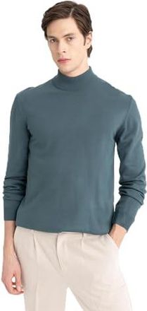 DeFacto Pull pour Homme - &Eacute;l&eacute;gant sur col roul&eacute; - Cardigans et Pulls en Tricot pour Homme - Pull et Cardigan pour Tout Le Monde, Lt.Blue, S