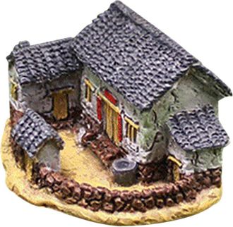 BESPORTBLE Miniatur Haus Deko aus Resin Rustikales Cottage Modell mit Wei&szlig;er Gartenhaus Ornament f&uuml;r Feeng&auml;rten Desktop Regale Vielseitige Dorfhaus Landschaftsde