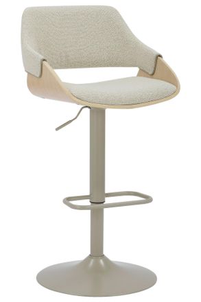 Homin Barhocker, Creme, Eiche, Holz, Metall, Textil, Pappel, furniert, Sperrholz, Drehkreuz, Bodenplatte, 51x90-111x51 cm, Sitzfl&auml;che 360&deg; drehbar, Esszimme
