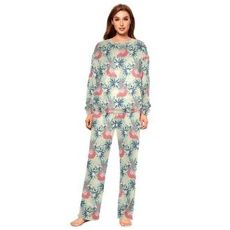 Alaza Ensemble de pyjama en polaire pour femme, motif chat fluo, vêtements de détente deux pièces, vêtements de nuit, pyjama thermique, super doux, ensemble