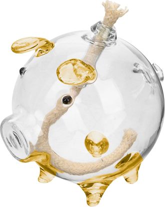 NUOBESTY Cartoon Schwein Petroleumlampe aus Transparentem Glas Nachf&uuml;llbare &Ouml;llampe mit Docht f&uuml;r Innenbereiche Dekorative Tisch &Ouml;llampe f&uuml;r Wohnzimmer Schlafz