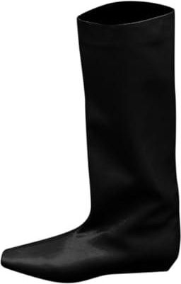 Generic Bottes hautes pour femme - Larges mollets - &Eacute;l&eacute;gantes - Couleur unie - Talon compens&eacute; bas - Confortables - &Agrave; enfiler - Pour f&ecirc;te, travail, Noir, 36.5 