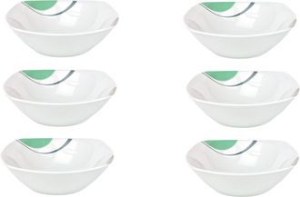 Van Well 6er Set M&uuml;sli- Salatschale Corona 14,2cm Porzellan wei&szlig; mit Dekor
