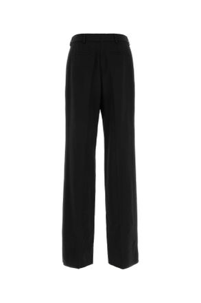 Saint Laurent Pleated Wide-Leg Trousers - Black