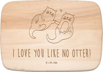 Mr. & Mrs. Panda Fr&uuml;hst&uuml;cksbrett Otter H&auml;nde halten - Geschenk, Holzbrett, K&uuml;chenbrett, Schneidebrett, Fr&uuml;hst&uuml;cksbrettchen, Seeotter, Schneidebrett