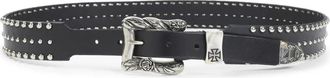 Enfants Riches Deprimes G&uuml;rtel - Black Leather Belt With Stud Accents And Decorativ - Gr. 100 - in Schwarz - f&uuml;r Damen