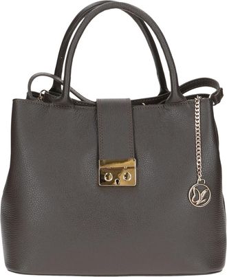 Caprice Damen Tote Bag aus Leder Mittelgroß, Braun (Dk Brown Nappa)