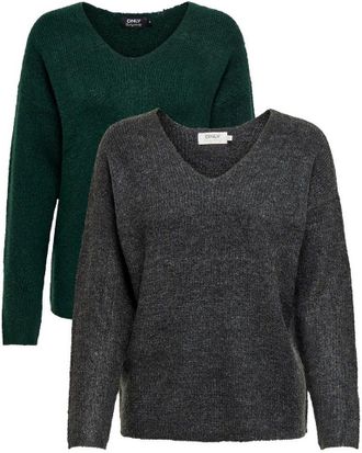 Only V-Ausschnitt-Pullover (2er Pack) aus Flachstrick zeitlos und stilvoll