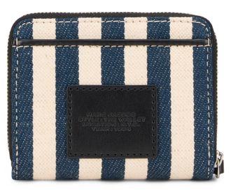 Marc Jacobs Womens Compact Wallet The Stripe Blue Sea Multi Cotton & Purses