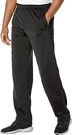 adidas Mens Big & Tall Essentials Warm-Up Open Hem 3-Stripes Tracksuit Bottoms, Black/Black, 4X-Large/Tall