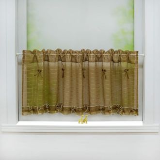 Joyswahl Scheibengardine Amerikanische Bistrogardine »Karen« mit schöner Kante und Schleifen transparente Gardine Stores HxB 45x140cm Pink 1 Stück