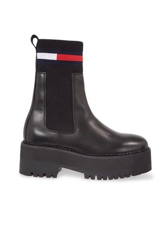Tommy Jeans Klassische Stiefeletten Tjw Flatform Chelsea Sock EN0EN02301 Schwarz