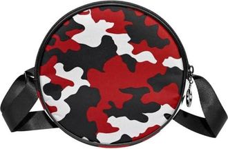 Generic Sac &agrave; bandouli&egrave;re Circle pour femme, petit sac &agrave; bandouli&egrave;re camouflage avec fermeture &eacute;clair, bretelles r&eacute;glables, sac &agrave; main rond d&eacute;contract&eacute; pour f