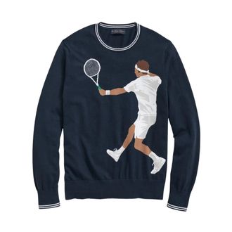 Brooks Brothers Tennis Player Baumwollpullover - - Knitwear - Herren - Blau - XL