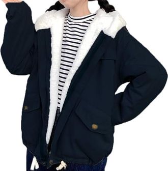 Minetom Femme Manches Longues Manteau Zippé Automne Hiver Parka Veste à Capuche Casual Chaud Doublé Polaire Blouson avec Poches E Noir XXL