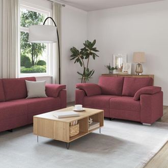 vidaXL Sofa Set 2 pcs Weinrot 219 x 77 x 82 cm Stoff vidaXL