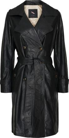 BTF-CPH Leder Trenchcoat - - Coats - Damen - Schwarzk - XL