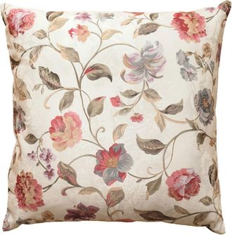 Heimtexland Moderne Landhaus Kissenhülle 50x50 cm aus hochwertigem Jacquard in hell Natur mit schönem Blumen Druck - Kissen Country Chic Typ312