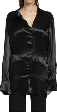 The Attico Femme, Blouses et Chemises, Noir, Taille: 38 FR Shiny Satin Mini Dress