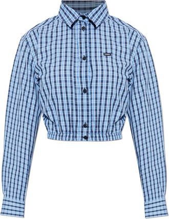 VETEMENTS Femme, Blouses et Chemises, Bleu, Taille: 40 FR Chemise Courte &agrave; Carreaux