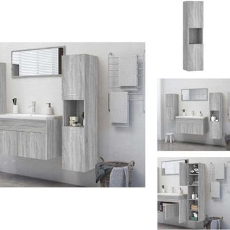 vidaXL Badezimmerschrank Grau Sonoma 30x30x130 cm Holzwerkstoff - Badezimmerm&ouml;bel - Holzwerkstoff M&ouml;bel - Badschrank - Spiegelschrank - Unterschrank