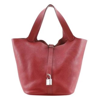 Herm&egrave;s Sac seau Picotin Lock GM en cuir Taurillon Clemence Pre-owned - Femme - Pre-owned - Rouge - Taille: ONE Size