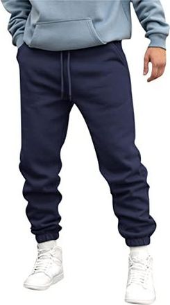 Generic Pantalon de jogging fusel&eacute; doubl&eacute; pour homme - Pantalon dhiver chaud thermique en polaire - Pantalon de jogging &eacute;pais - Taille &eacute;lastique - Pantalon de
