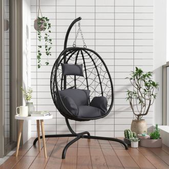vidaXL Chaise suspendue en forme doeuf avec coussin Anthracite Vidaxl