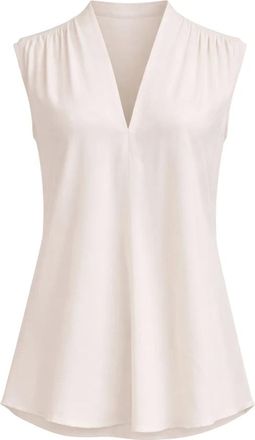 Seventy Femme, Blouses et Chemises, Blanc, Taille: 40 FR Chemise sans manches en jersey et cr&ecirc;pe de soie m&eacute;lang&eacute;e