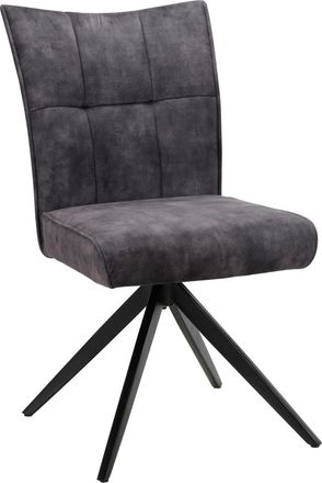 Homin Stuhl, Schwarz, Dunkelgrau, Metall, Textil, Drehkreuz, 47 cm, Bsci, Stoffauswahl, Sitzfläche 360° drehbar, Esszimmer, Stühle