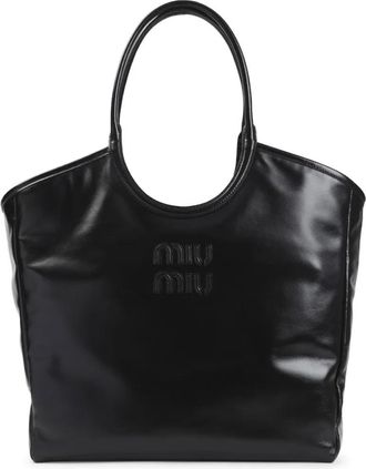 Miu Miu Shopper & Totes - Smooth Calf Leather Handbag With Embossed Logo - Gr. unisize - in Schwarz - f&uuml;r Damen