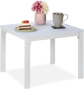Relaxdays Table de balcon, r&eacute;sistante aux intemp&eacute;ries, jardin, hlp: 39 x 52 x 48 cm, plastique & acier, blanche - Relaxdays