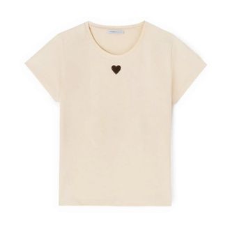 Motivi T-Shirt aus Jersey mit Paillettenherz - - Tops - Damen - Beige - S