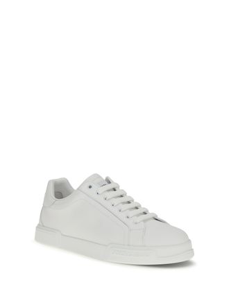 Dolce & Gabbana Mens Leather Sneakers Bianco Ottico