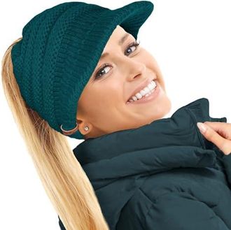 TOSKATOK Bonnet à visière pour Femme - Turquoise - Taille Unique