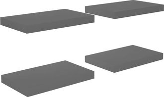 Generic Schwebendes Wandregal, 4 St&uuml;ck, MDF, Hochglanz-Wei&szlig;, Schwebendes Regal, 23/40/50/60/80/90/120 cm, Wandregal f&uuml;r Wohnzimmer/Arbeitszimmer/Bad/K&uuml;che (40