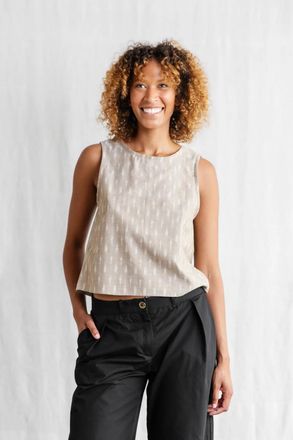 Jyoti Fair Works Damen vegan Oberteil Osra Beige/Wei&Atilde;Y