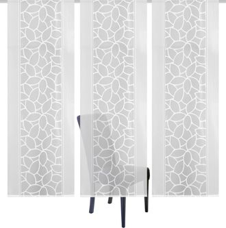Home Fashion 88634 3er-Set SCHIEBEGARDINEN Jacquard, weiß, 225x57 cm