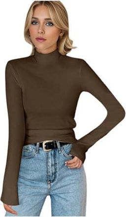 Generic sous Pull Femme Haut Thermique Femme sous Pull Thermique Femme Doux Glamour Robe T Shirt Ample Col Haut Manches Longues Tenue Casual Printemps Automne