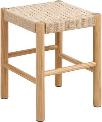 AC Design Furniture Sofie Hocker, Off White Papiergeflecht, Gestell NC lackiert Kiefer mit geflochtenes Muster, 35x35x45 cm