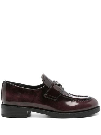 Prada mocassins &agrave; fini bross&eacute; - Rouge