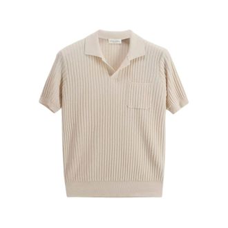 Roberto Collina Homme, Pulls, Beige, Taille: L Polo C&ocirc;tel&eacute;