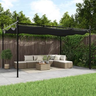 vidaXL Vidaxl - Pergola avec toit r&eacute;tractable anthracite 395x292x230 cm