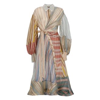 Zimmermann Femme, Robes, Beige, Taille: 40 FR Rebellion Linen and Silk Dress