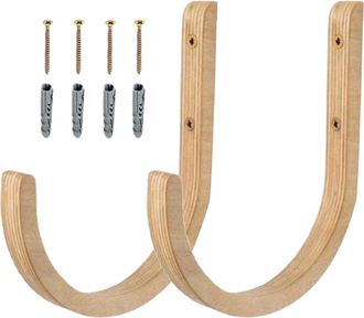 Generic Holz-Wandhalter f&uuml;r Yogamatten 2 St&uuml;ck - Stilvolles, Gebogenes zur Aufbewahrung von Fitnessger&auml;ten, Schaumstoffrollen, Widerstandsb&auml;ndern, Ideal f&uuml;r H