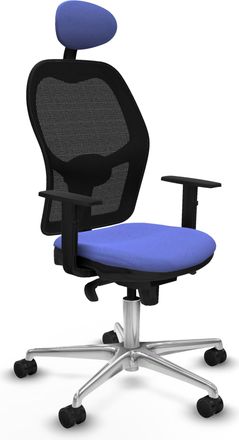 Piqueras y Crespo Jorquera 1D-Armlehnen, h&ouml;henverstellbare Lendenwirbelst&uuml;tze und festes Kopfteil, ausgestattet mit 5 Positionen, Schwarz/Hellblau