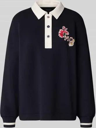 Marc Cain Sweatshirt mit Polokragen und Motiv-Print