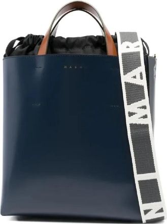 Marni Shopper & Totes - Two-Tone Calf Leather Structured Tote Bag - Gr. unisize - in Blau - f&uuml;r Damen